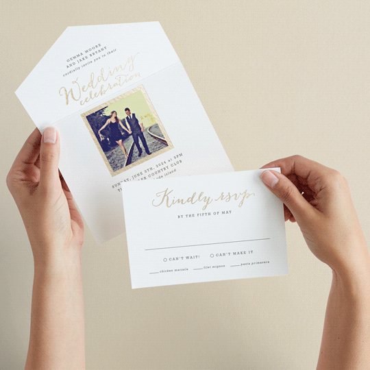 Modern Photo Frame All-in-One Foil-Pressed Wedding Invitations by ...