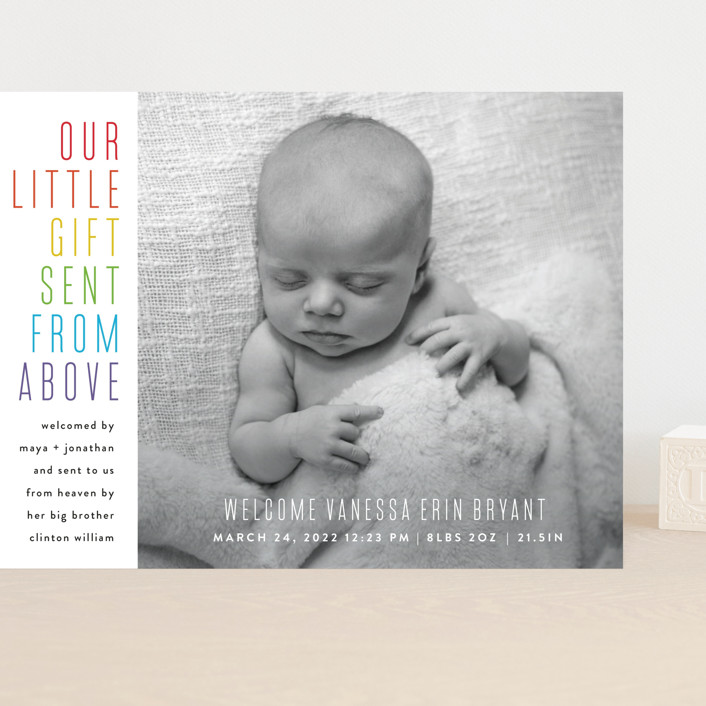 Sent From Above Grand Birth Announcements by Up Up Creative | Minted