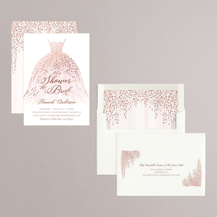 floral spray Foil-Pressed Bridal Shower Invitations by Paper Sun Studio ...