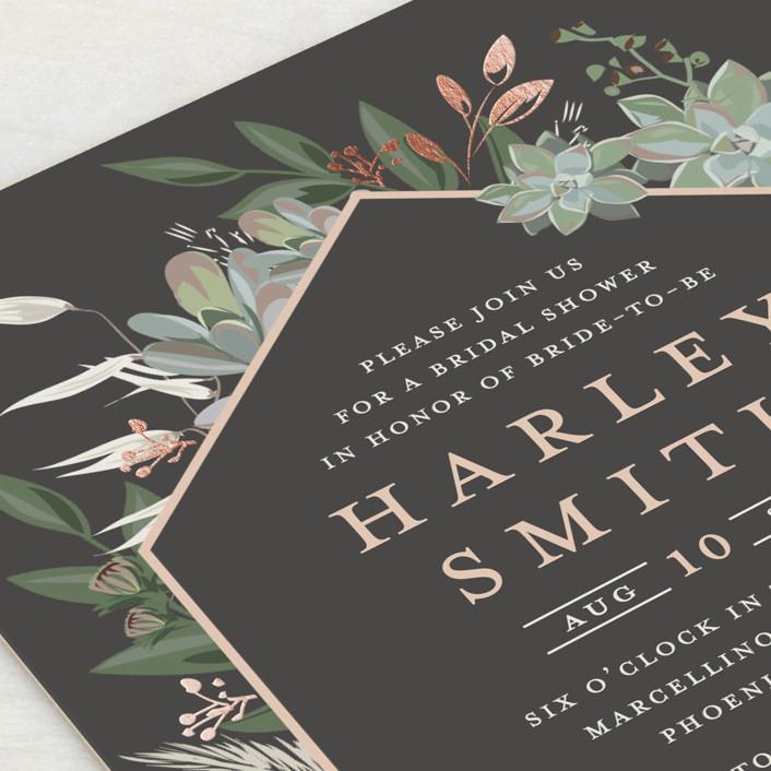 Succulent Surround Foil-Pressed Bridal Shower Invitations by Susan ...