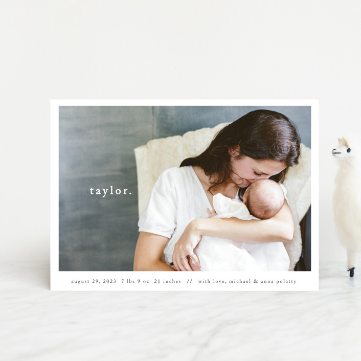 Simple Type Birth Announcement Petite Cards by Faith Dorn | Minted