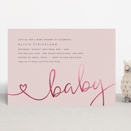 Scripted Baby Love Foil-Pressed Baby Shower Invitations by Hooray ...