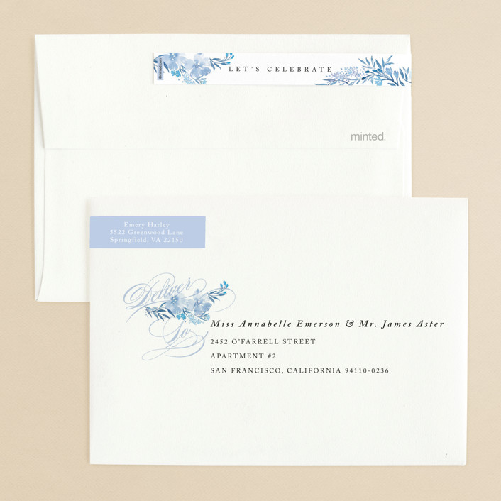 Poetic Blue Bridal Shower Invitations by Qing Ji | Minted