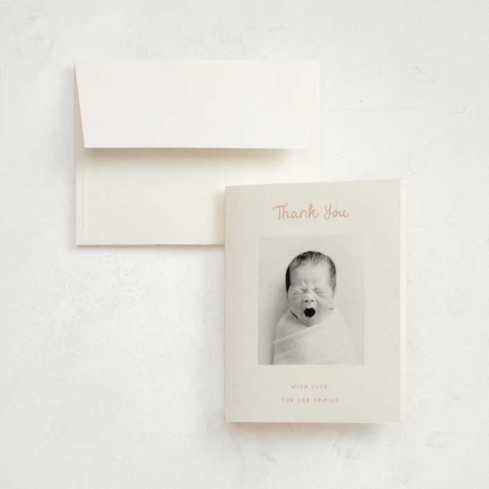 Cursive Birth Announcement Thank You Cards by AK Graphics | Minted