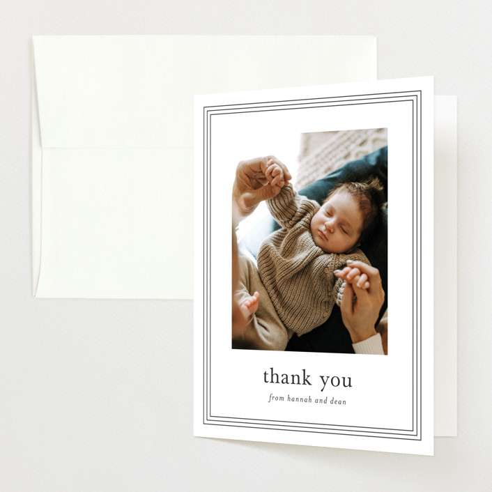 Classy frame Birth Announcement Thank You Cards by Stacey Meacham | Minted