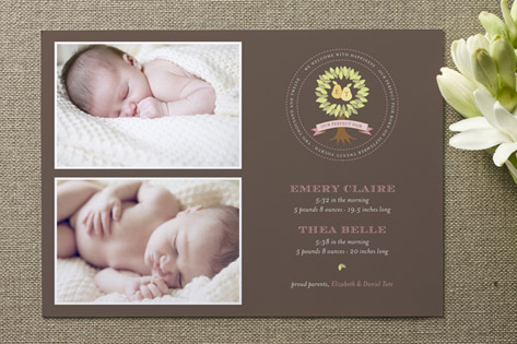 Perfect Pair Crest Birth Announcements | Oore