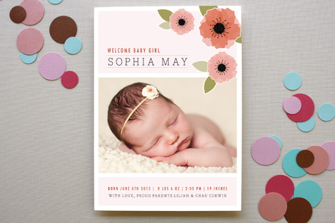 New Born Poppy Birth Announcements | Quality Printables
