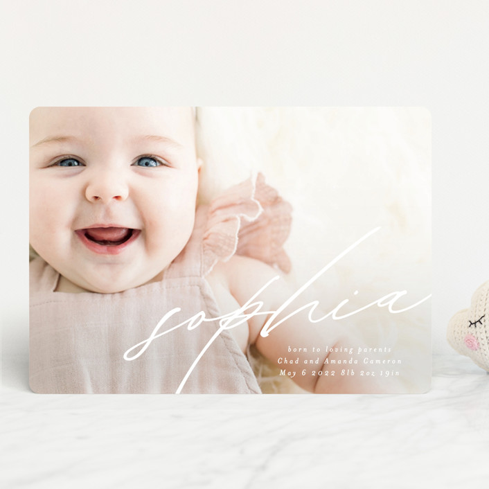 Modern Calligraphy Birth Announcements by Phrosné | Minted