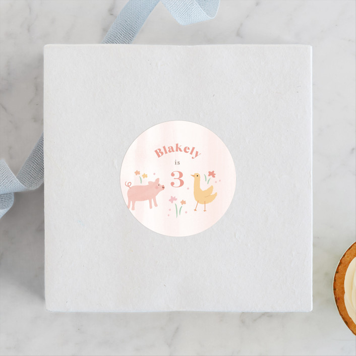 storybook farm Children's Birthday Party Stickers by Jennifer Wick | Minted