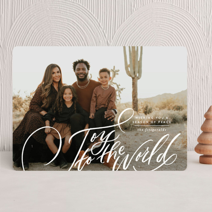 Side Swept Hand Lettered joy Christmas Photo Cards by Jackie Crawford ...