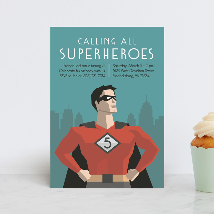Calling All Superheroes Petite Children's Birthday Party Invitations by ...