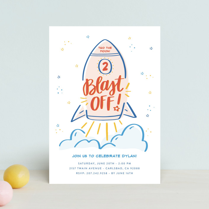 1, 2, 3 Blast Off! Petite Children's Birthday Party Invitations by ...