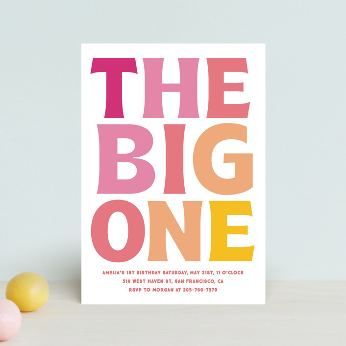 The Big One Petite Children's Birthday Party Invitations by Baumbirdy ...