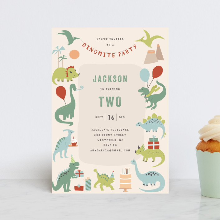 Dino Party Petite Children's Birthday Party Invitations by Teju Reval ...