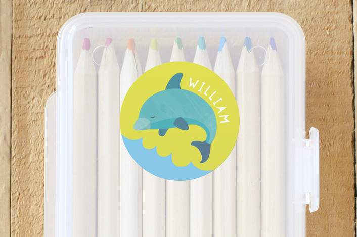 dolphin Custom Name Labels by peetie design | Minted