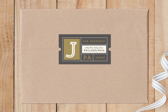 Bold Monogram Grid Address Custom Stickers by Shari Margolin | Minted