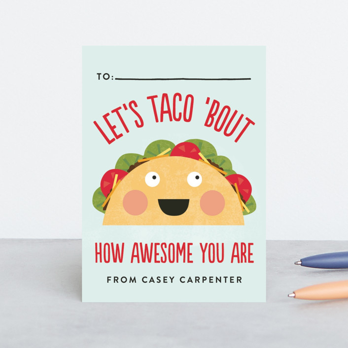 Taco 'Bout Awesome Classroom Valentine's Cards by Erica Krystek | Minted