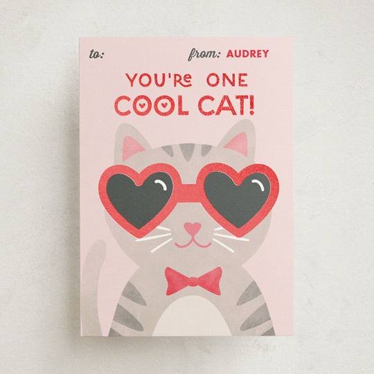 Coolest Cat Foil-Pressed Classroom Valentine's Day Cards by Shirley Lin ...