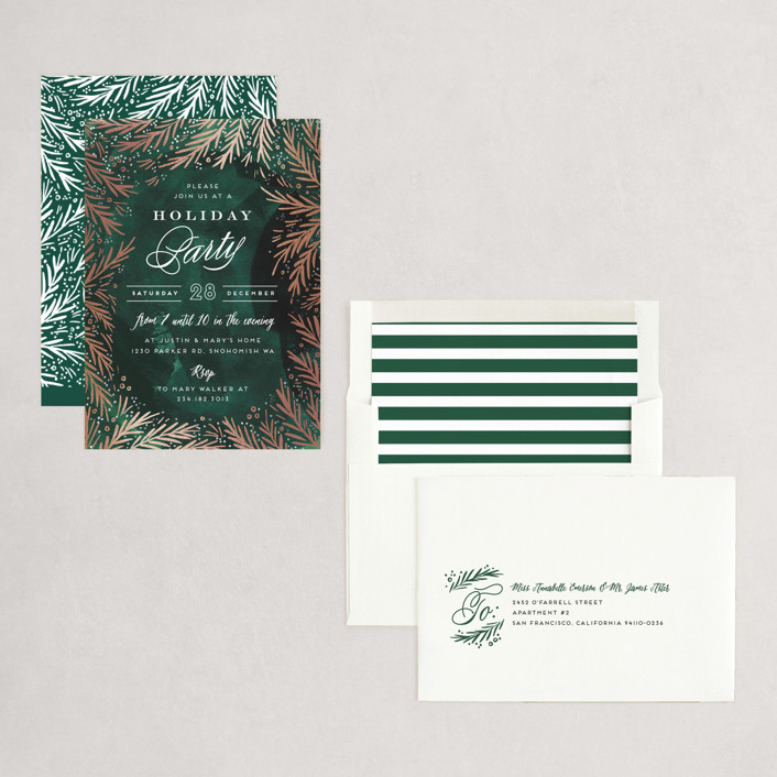 Evergreen Frame Foil-pressed Party Invitation by Alethea and Ruth | Minted
