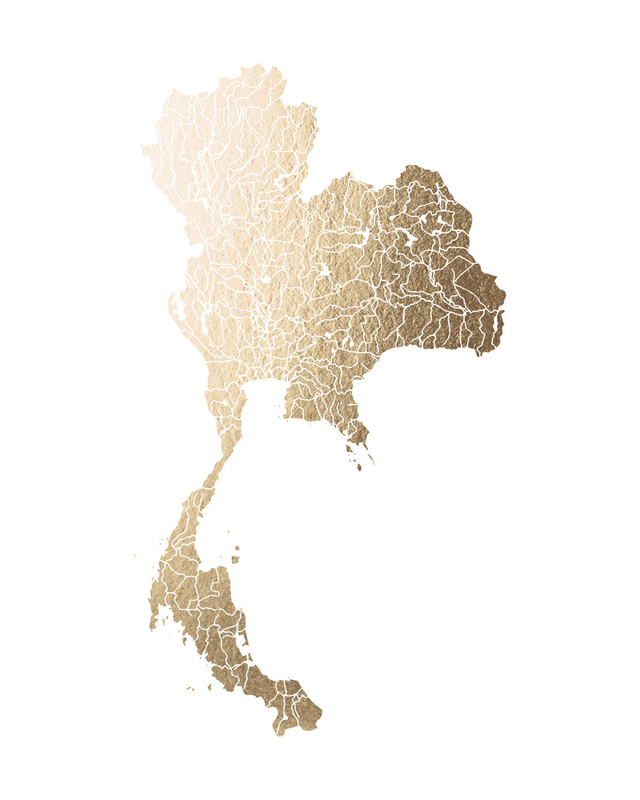 Thailand Map Foil-Pressed Wall Art by Jorey Hurley | Minted