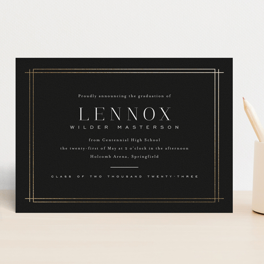 Distinguished Frame Foil-Pressed Graduation Party Invitations by ...