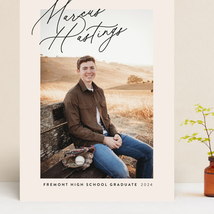 Sweet Corner Script Grand Graduation Announcements by Heather Cairl | Minted