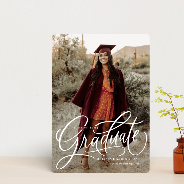 Script Grad Petite Graduation Announcements by Erin German | Minted