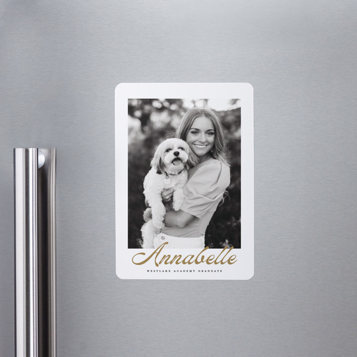 vintage script Graduation Announcement Magnets by Maja Cunningham | Minted