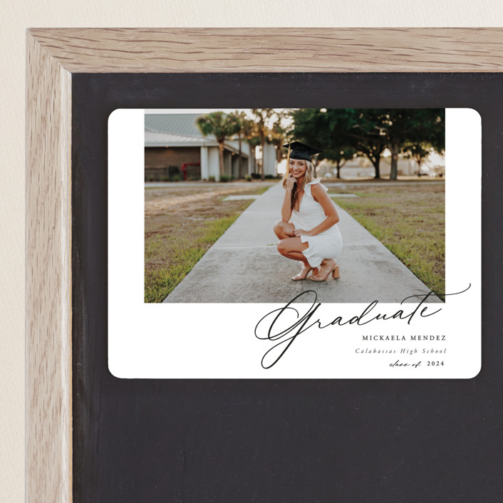 Minimal Script Graduation Announcement Magnets by Kamala Nahas | Minted