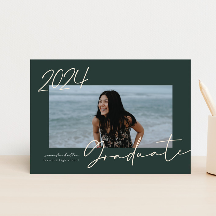 Corner Scripted Graduation Announcement Postcards by Melanie Severin | Minted
