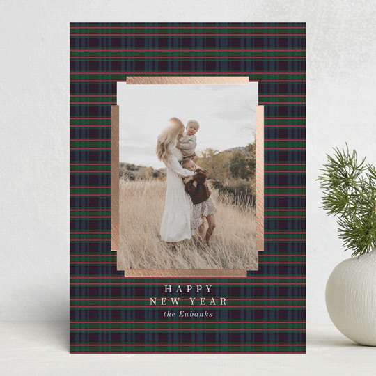 traditional plaid Foil-Pressed Holiday Cards by Baumbirdy | Minted