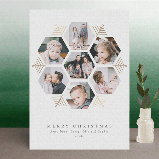 Hexagon Holiday Foil-Pressed Holiday Cards by Beth Schneider | Minted