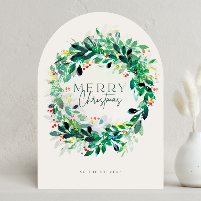 Evergreen Wreath Holiday Cards by Lori Wemple | Minted