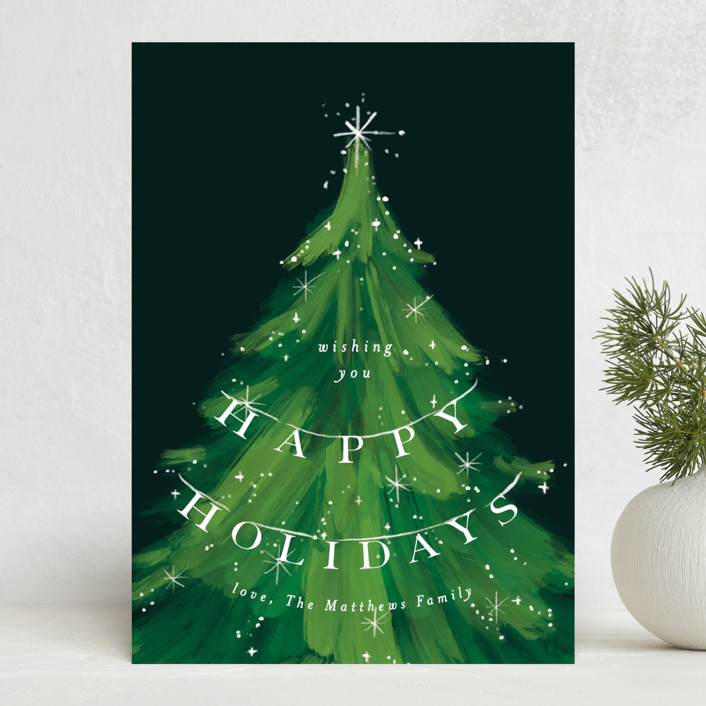 Sparkling Tree Holiday Cards by Rebecca Durflinger | Minted