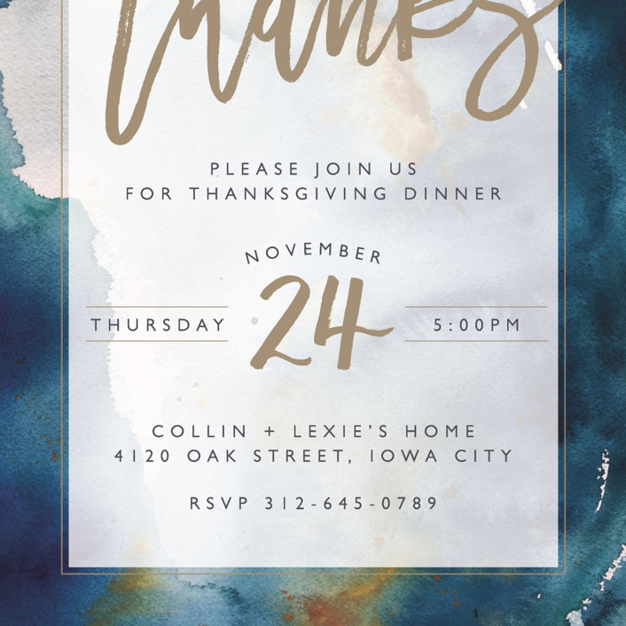 Turquoise Thanks Holiday Party Invitations by Kate Ahn | Minted