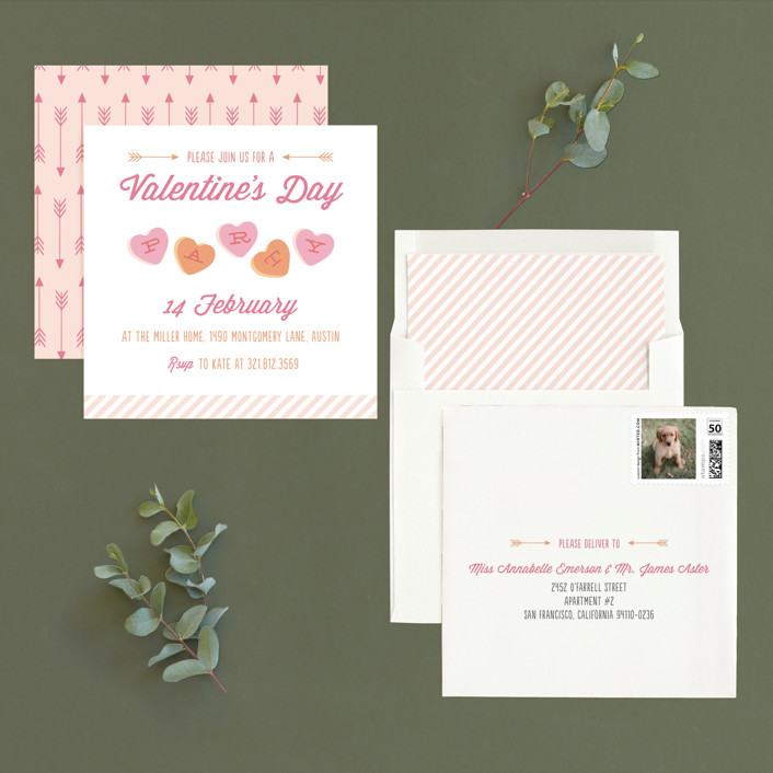 Conversation Heart Valentine Holiday Party Invitations by Sarah Curry ...