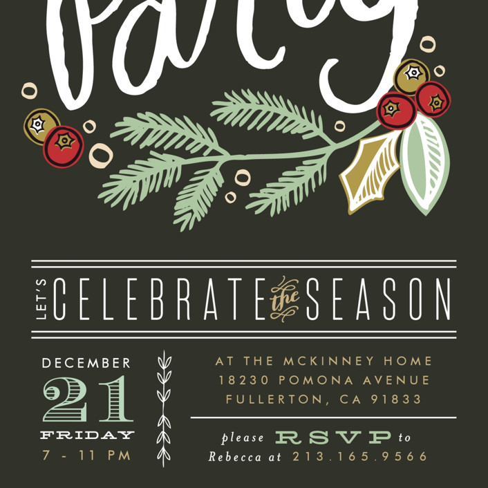 Party Pine Branches Holiday Party Invitations by Alethea and Ruth | Minted