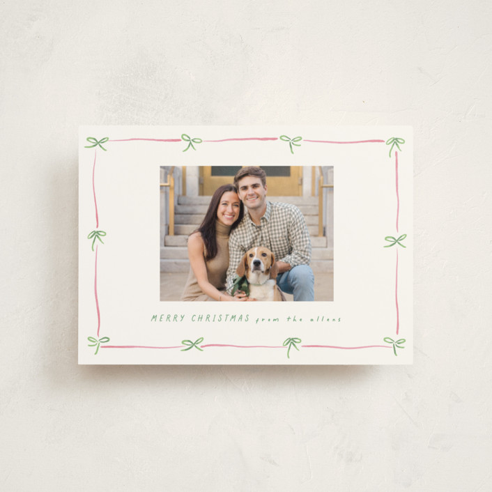 Preppy Bow Border Holiday Postcards by Susan Zinader | Minted