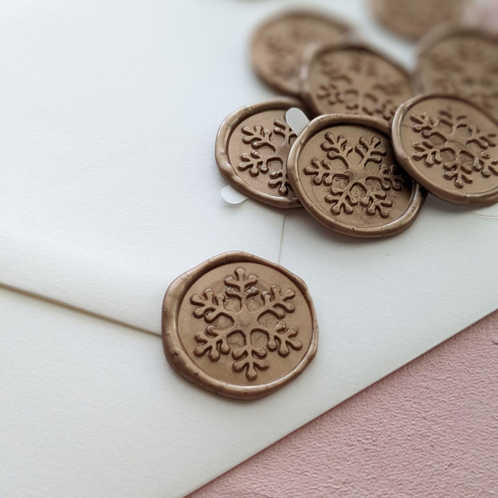 Christmas Card Envelope Wax Seals - Gold Snowflakes (set of 10) Holiday ...