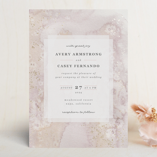 Champagne Foil-Pressed Wedding Invitations by Creo Study | Minted