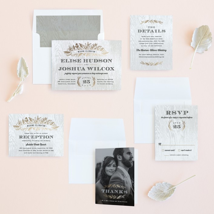 Woodland Romance Foil-Pressed Wedding Invitations by Hooray Creative ...