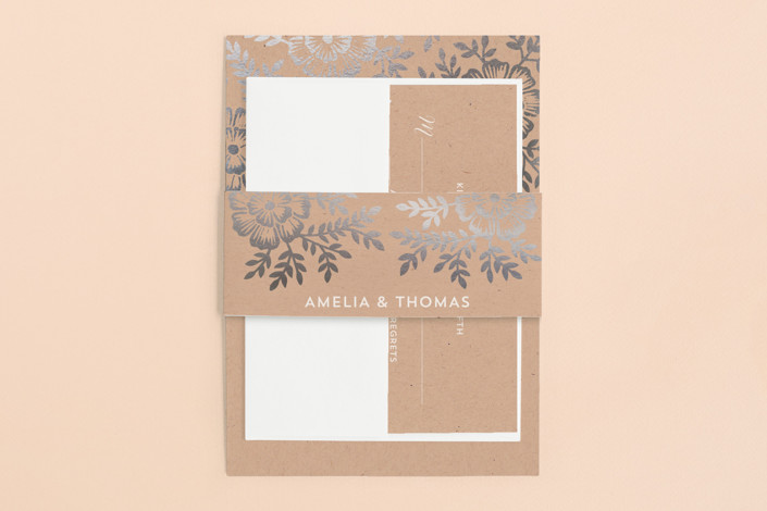 Leaves and Kraft Foil-Pressed Wedding Invitations by Katharine Watson ...