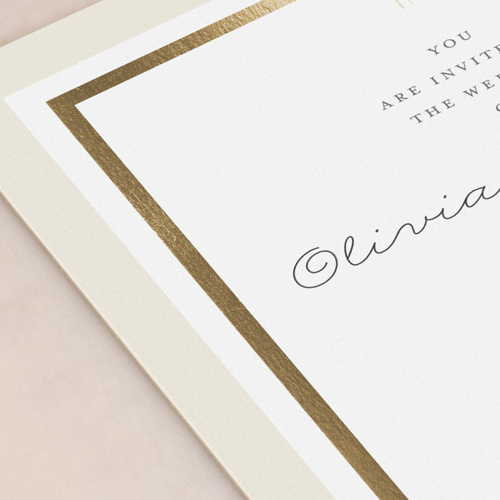Three Classic Lines Foil-Pressed Wedding Invitations by fatfatin | Minted