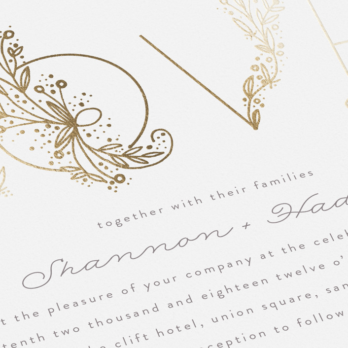 Love Floral Sketch Foil-Pressed Wedding Invitations by Phrosne Ras | Minted
