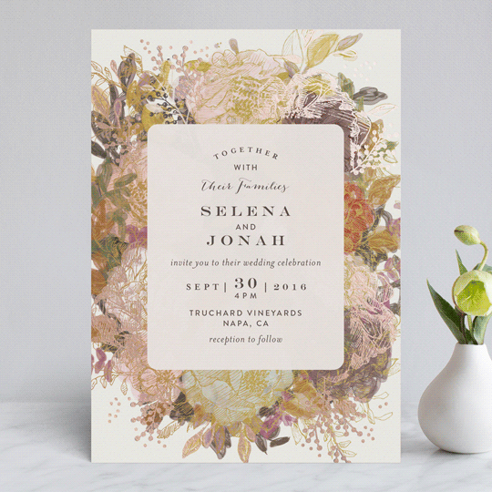 Floral Feast Foil-Pressed Wedding Invitations by Phrosne Ras | Minted
