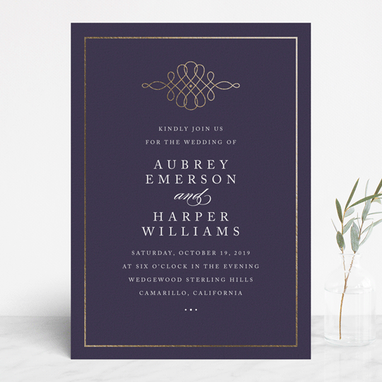 Opera Foil-Pressed Wedding Invitations by Griffinbell Paper Co. | Minted