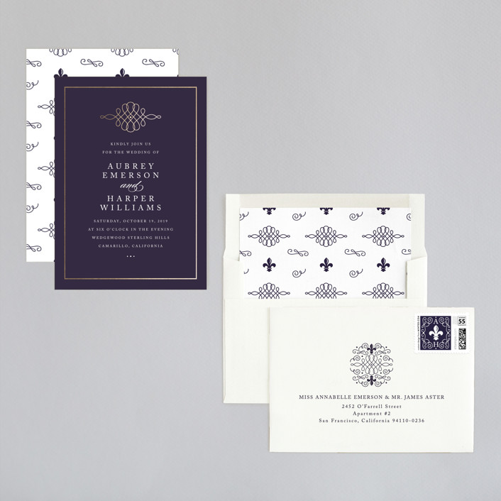Opera Foil-Pressed Wedding Invitations by Griffinbell Paper Co. | Minted