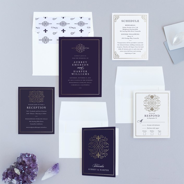 Opera Foil-Pressed Wedding Invitations by Griffinbell Paper Co. | Minted
