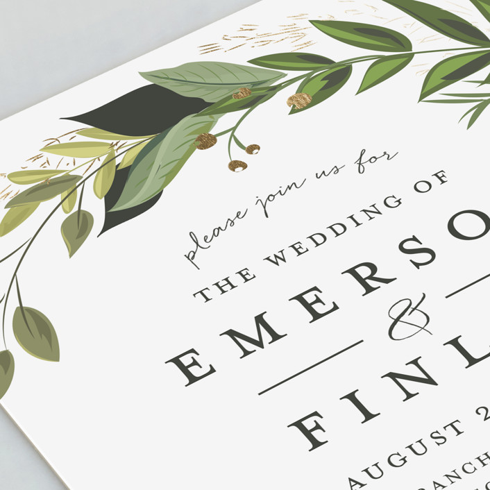 Vines of Green Foil-Pressed Wedding Invitations by Susan Moyal | Minted