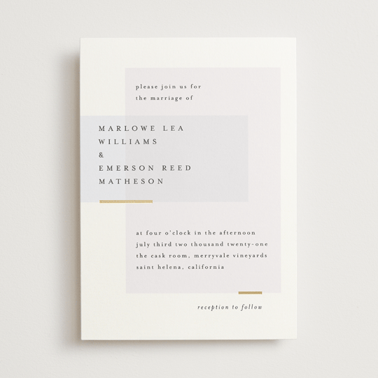 Clean and Modern Foil-Pressed Wedding Invitations by Kelly Schmidt | Minted